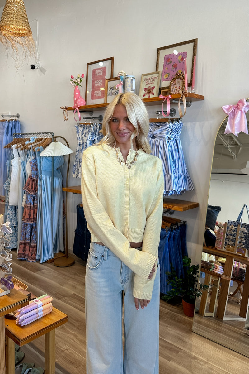 Marley Round Neck Cardigan in Yellow – Pixelated Boutique